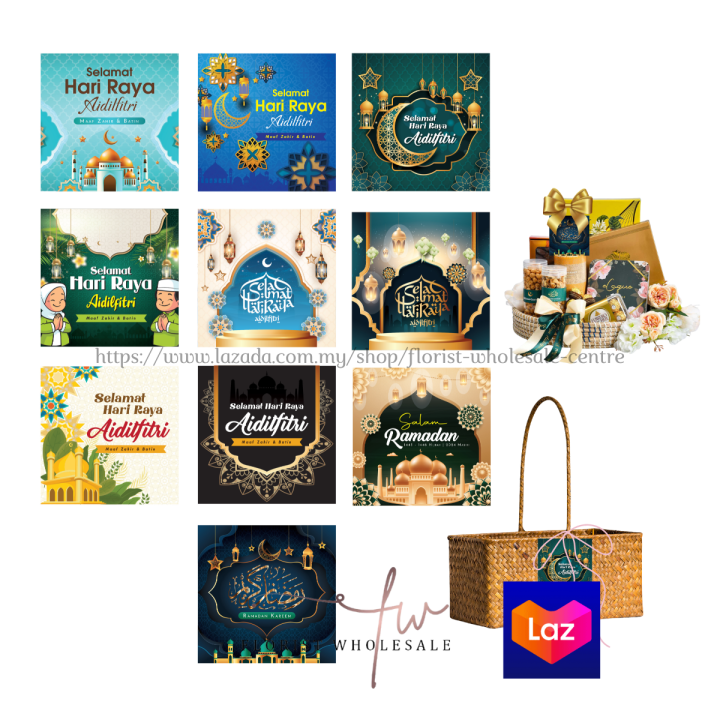 10pcs SQUARE HARI RAYA CARD FOR HAMPER / KAD TAG GIFT BOX / FRONT ...