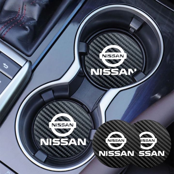 2Pcs Carbon Fiber Coaster Anti-noise Water Cup Pad Cushion For Nissan ...