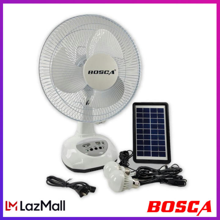 BOSCA BSF-8019 Solar Rechargeable Electric Fan with Led light | Lazada PH