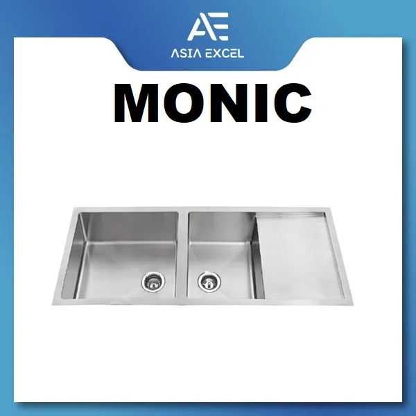 MONIC SQM-1308 DOUBLE BOWL REVERSIBLE STAINLESS STEEL UNDERMOUNT ...