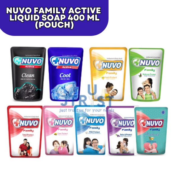NUVO FAMILY ACTIVE LIQUID SOAP SABUN CAIR 400 ML (POUCH) / SABUN MANDI ...