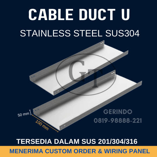KABEL DUCT STAINLESS STEEL 100X50X2400MM SUS304 1.2MM DOFF TIPE U GT ...