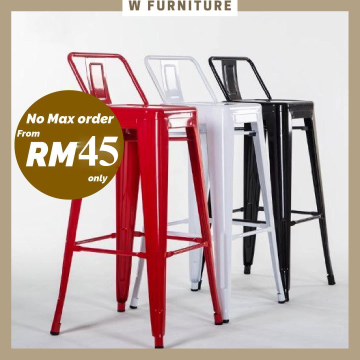 WFURNITURE 76CM Tolix High Bar Stool Cafe Chair Metal Dining Chair Bar ...