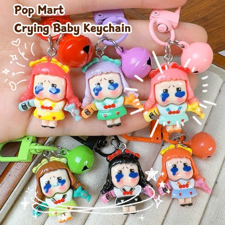 2PCS Cartoon POP MART Crybaby Keychain Cute Anime Doll Keyring Backpack ...