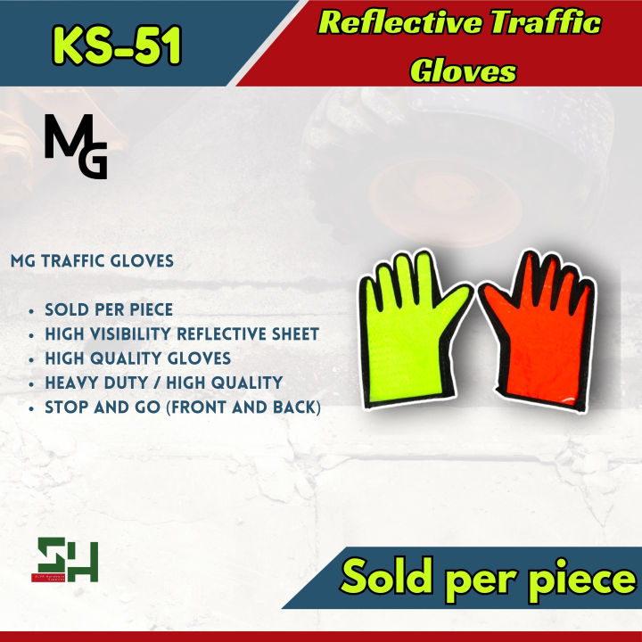MG Traffic Safety Gloves with High Visibility Reflector Stop and Go ...