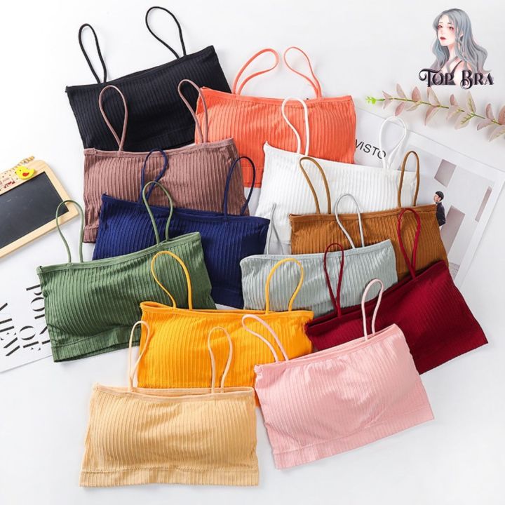 A136 เกาะอกพร้อมสาย แบบกระชับไร้ขอบ ผ้าร่อง ใส่สบาย เซ็กซี่ | Lazada.co.th