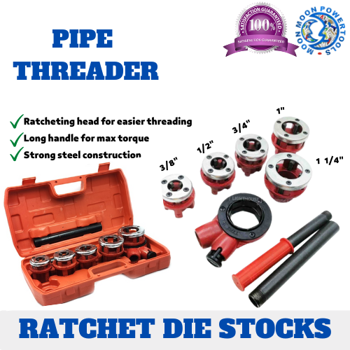 Ratchet Die Stock 3/8" to 1-1/4" Pipe Threader/Pipe Threading Machine ...