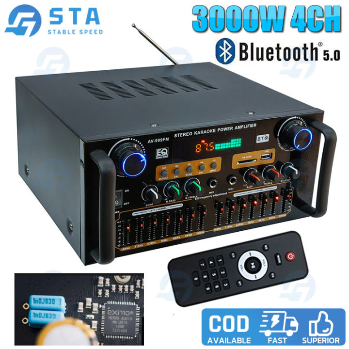 【2024 NEW】220V 3000Watts 4 Channel Amplifier With Mixer Equalizer Usb ...