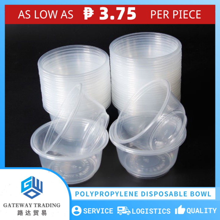 Plastic Bowl 20pcs Round Thick Disposable Lunch Box Lunch Box Plastic ...