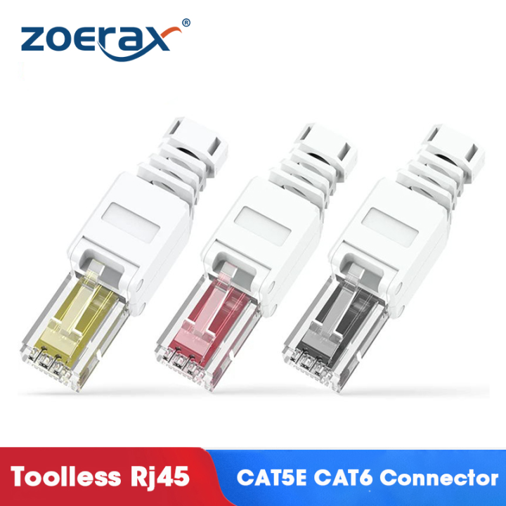 ZoeRax CAT6 CAT5E CAT6A Tool free RJ45 connector, No crimp tool less ...