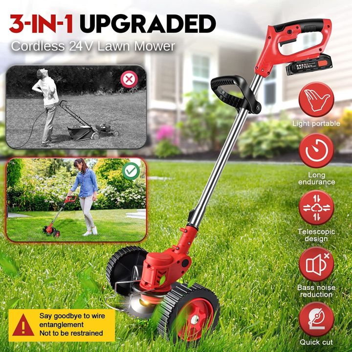 36V 48V Cordless Electric Grass Cutter Trimmer Lawn Mower Rechargeable ...