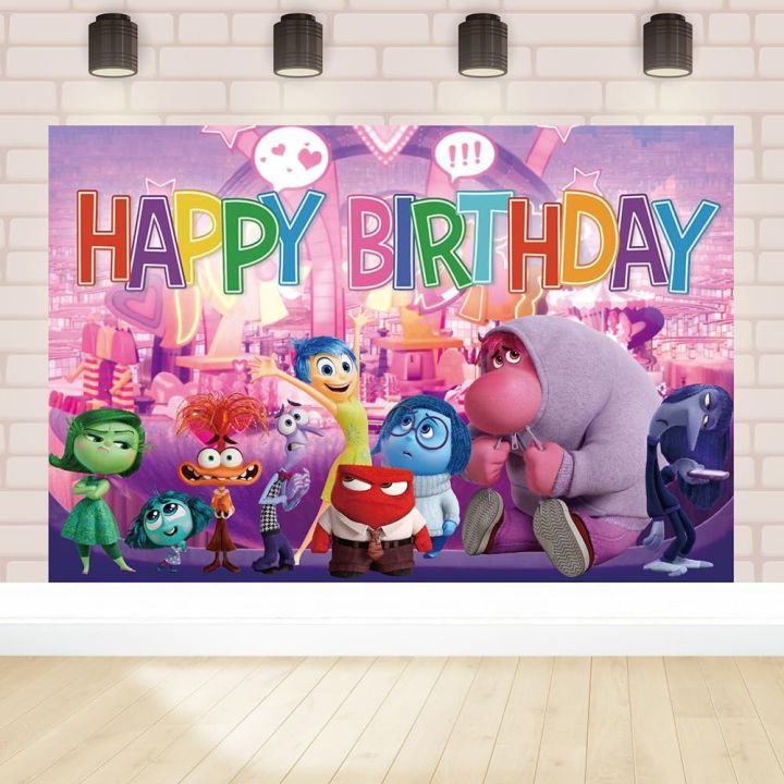 Inside Out Theme Party Decorations Colorful Happy Birthday Banner ...