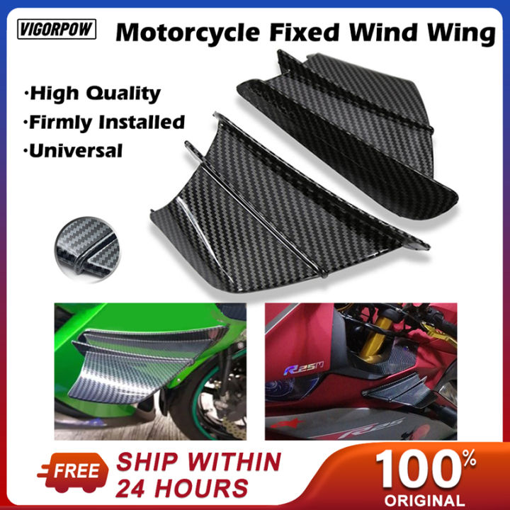 VigorPow Carbon Fibre Motorcycle Fixed Wind Wing Winglets Aerodynamic ...