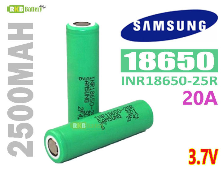 [พร้อมส่ง] INR18650-25R Samsung 2500mAh 20A 3.7v Rechargeable Li-ion Battery ถ่านชาร์จ แบตเตอรี่ ...