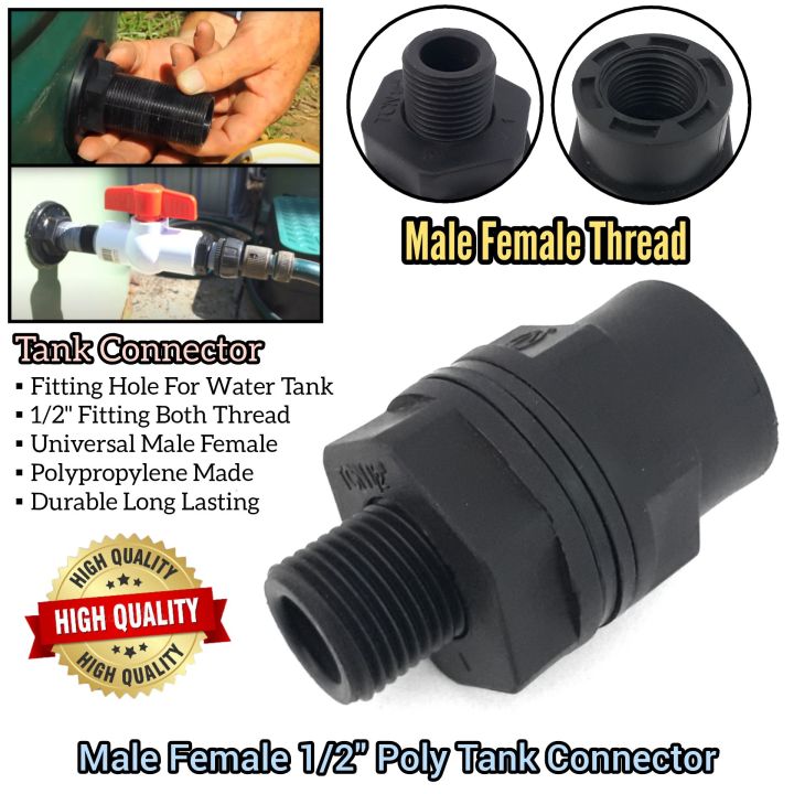 SOLID Heavy Duty Universal Male Female 1/2Inch Polypropylene Tank ...