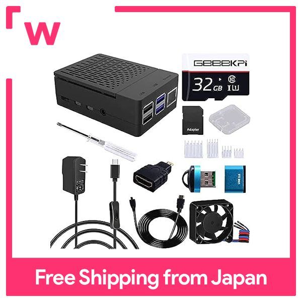 GeeekPi Raspberry Pi 4 ABS case, 4010 PWM cooling fan 5V 3A Type-C power supply PSE certified ...