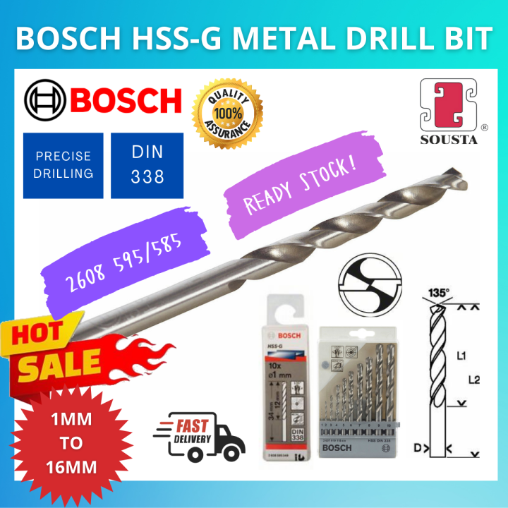 1MM-7.5MM BOSCH HSS-G METAL TWIST DRILL BIT 1MM - 7.5MM 2608595049 | Lazada