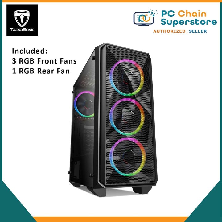 Trendsonic Megatron ME19B - Tempered Glass Side / 4 RGB Fans with 5 ...