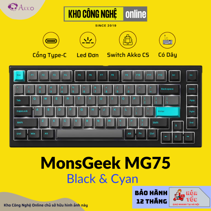 Bàn phím cơ MonsGeek MG75 Black & Cyan (White LED / AKKO sw v3) - Hàng ...