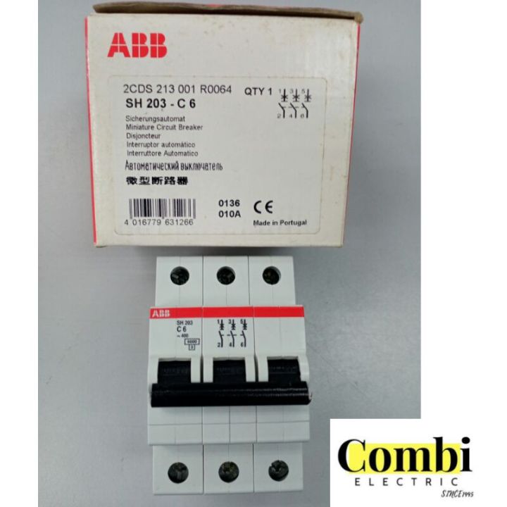 ABB MCB 6KA SH203 6A 3 POLE TYPE C-CURVE | Lazada