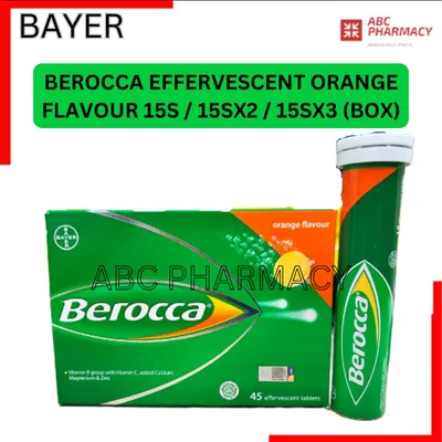BEROCCA Effervescent Tablets Orange Flavour 15s (LOOSE) / 15sX2 / 15sX3 ...