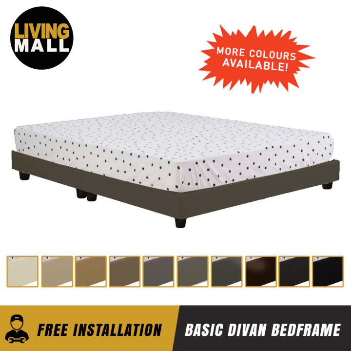 Living Mall Basic Faux Leather/Linen Fabric Divan Bed Frame With 5cm ...