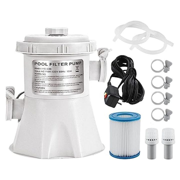 Pump Pool Water Filter 300 Gallon Household Pool Cleaner Circulation ...