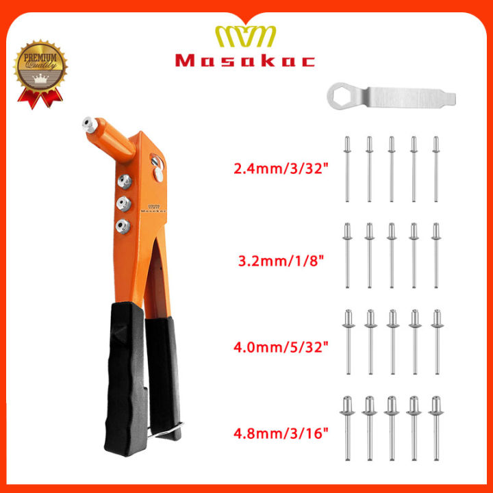 Heavy Duty Riveter Set,Manual Pop it Metal Rivet Gun and Blinds Rivets ...