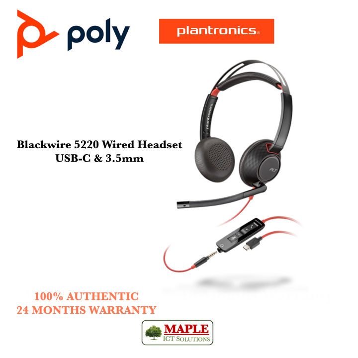 Poly BLACKWIRE 5220 USB-C & 3.5mm Stereo Wired Headset | Lazada Singapore