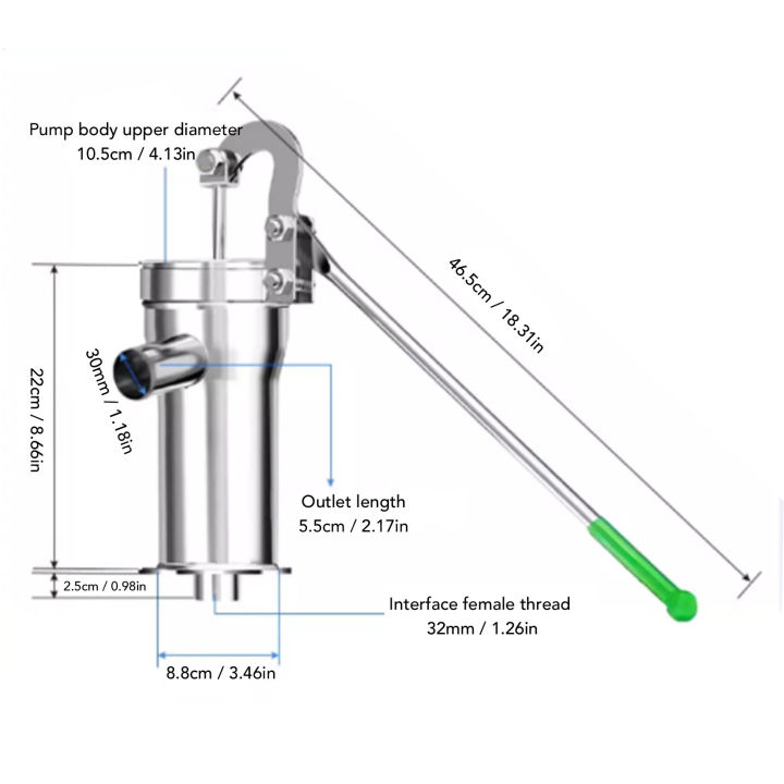 Deep Well Water Suction Hand Pump Stainless Steel Manual Well Pump with ...