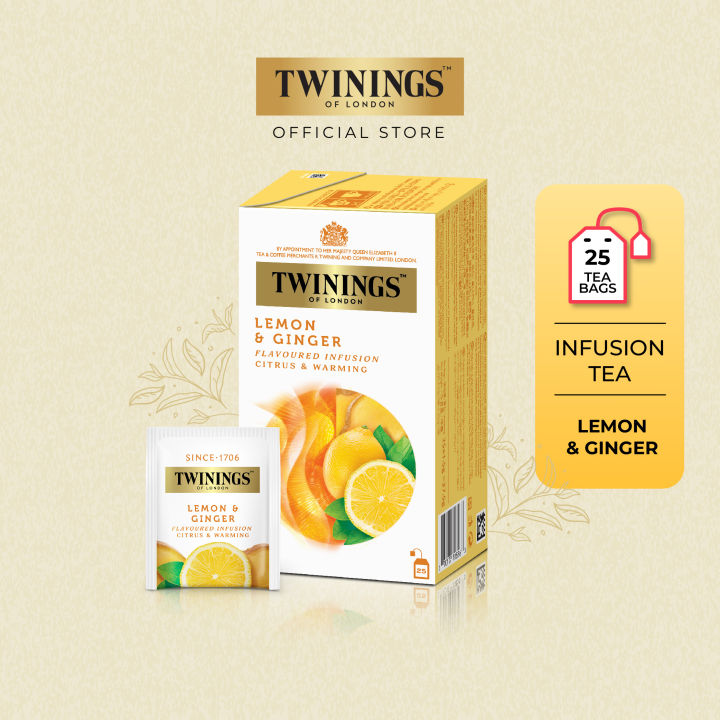 TWININGS Lemon & Ginger Flavored Infusion (25's x 2g) | Teh Lemon dan Halia | 柠檬姜茶 | Lazada