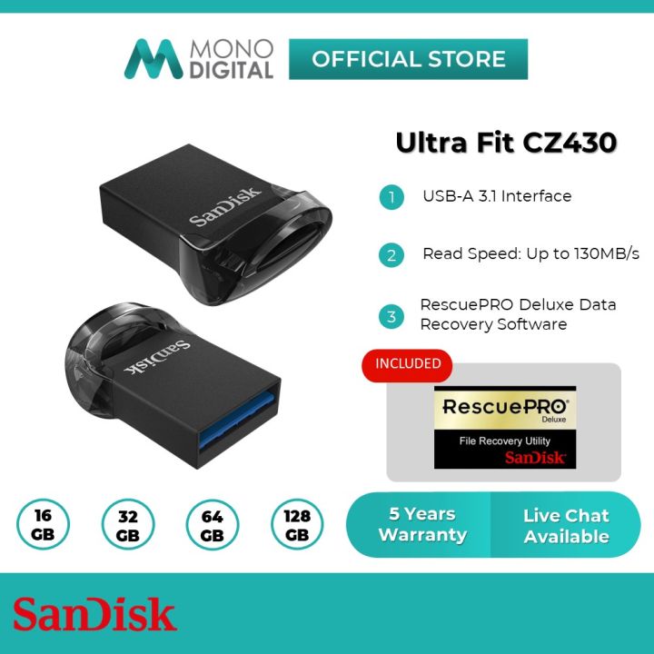 SanDisk Ultra Fit CZ430 130MB/s Pendrive USB 3.1 Compact Flash Drive ...