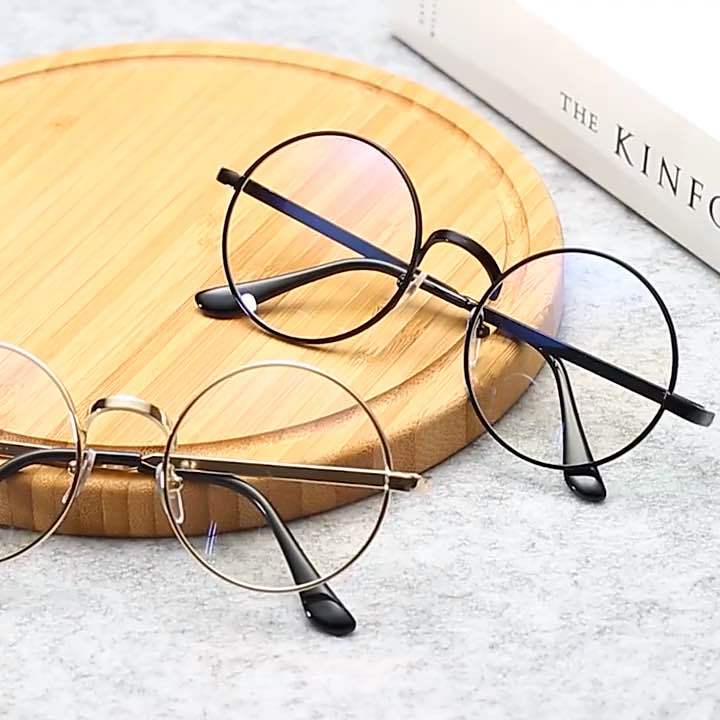 🇲🇾Retro Fashion Style Eyeswear Spectacle Frame Clear Lens Round Glasses ...