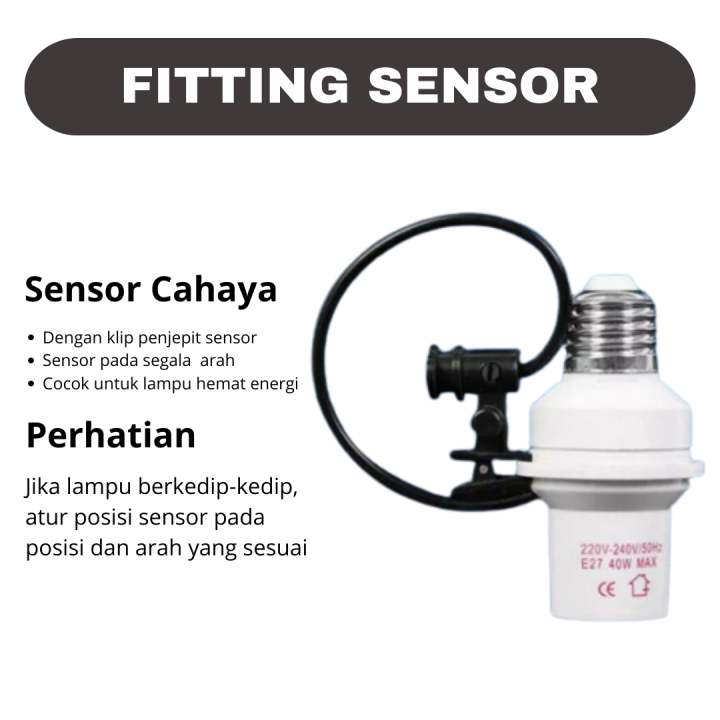 Fitting sensor cahaya fiting otomatis hidup dan mati fiting otomatis ...
