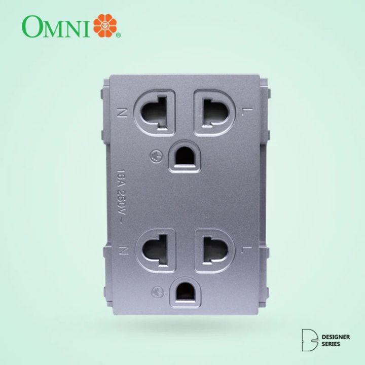 OMNI Designer Series Duplex Universal Outlet with Ground & Shutter 16A ...