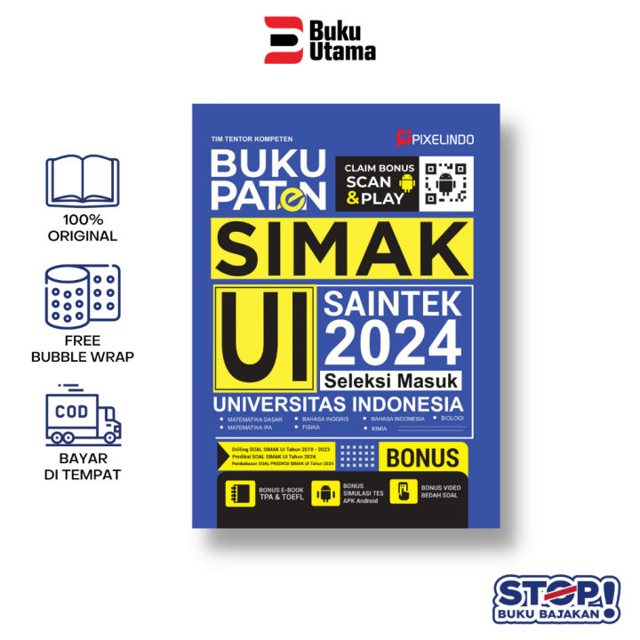 BUKU PATEN TES SIMAK SELEKSI MASUK (SIMAK) UI SAINTEK TERBARU 2024 ... BUKU PATEN TES SIMAK SELEKSI MASUK (SIMAK) UI SAINTEK TERBARU 2024 ...