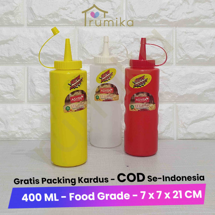 Botol Kecap Saus / Botol Saos Legend dengan Tutup (Food Grade) - 400 ML ...