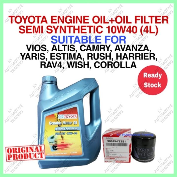 TOYOTA ENGINE OIL SEMI SYNTHETIC 10W40 4Liter VIOS ALTIS CAMRY WISH ...