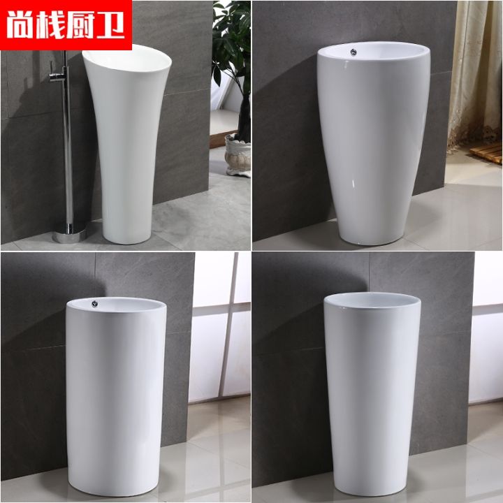 Still stack ceramic column basin without faucet hole integrated column ...
