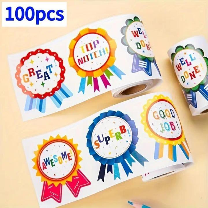 100Pcs/Roll Children's Medal Reward Sticker Adhesive Corsage Sticker ...