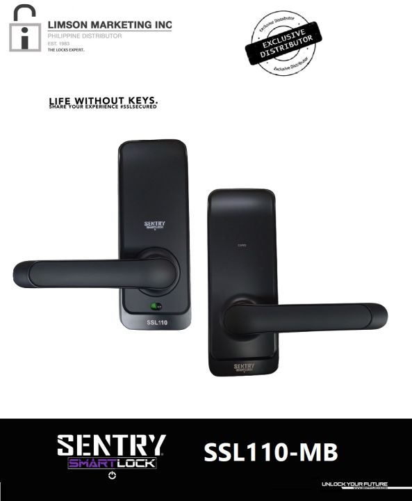 SENTRY SSL110-MB SMART DOR LOCK MATTE BLACK | Lazada PH