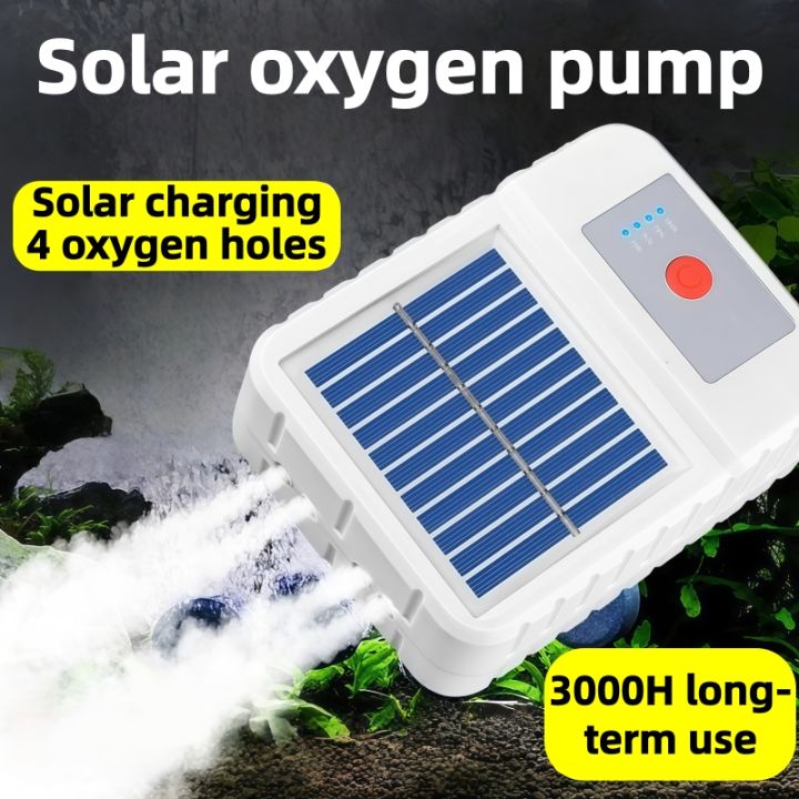 30 W Solar Oxygen Pump Battery Powered Aquarium Oxygen Aerator Air Pump ...