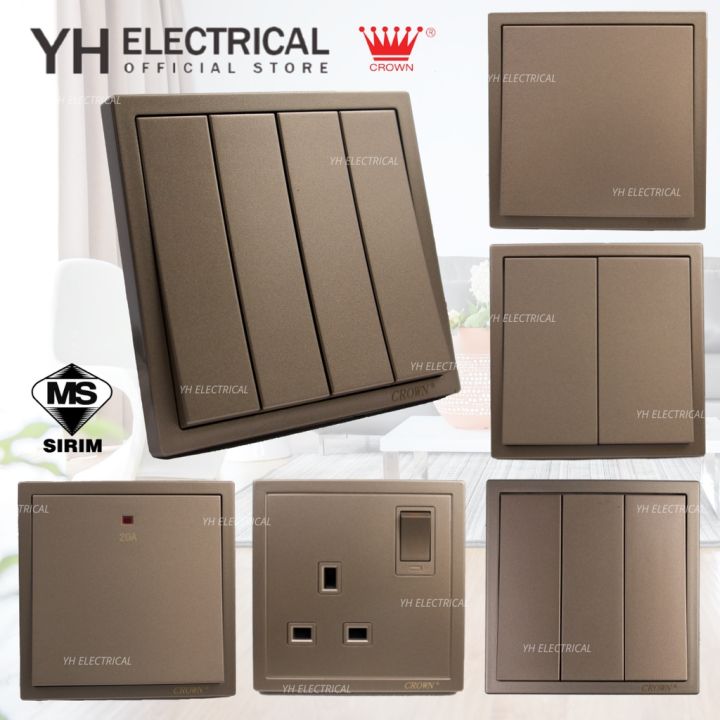 CROWN CM SERIES SWITCHES & SOCKET METALIC GOLD | Lazada
