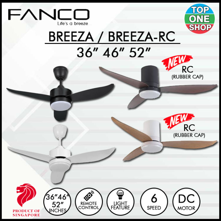 FANCO BREEZA / BREEZA-RC 36 / 46 / 52 INCHES DC MOTOR 3 COLOR LED LIGHT ...