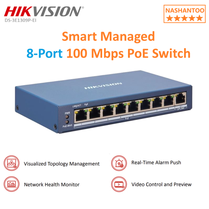 Hikvision DS-3E1309P-EI / DS-3E1309P-EI/M 100 Mbps 8Port Fast Ethernet Smart POE Switch ...