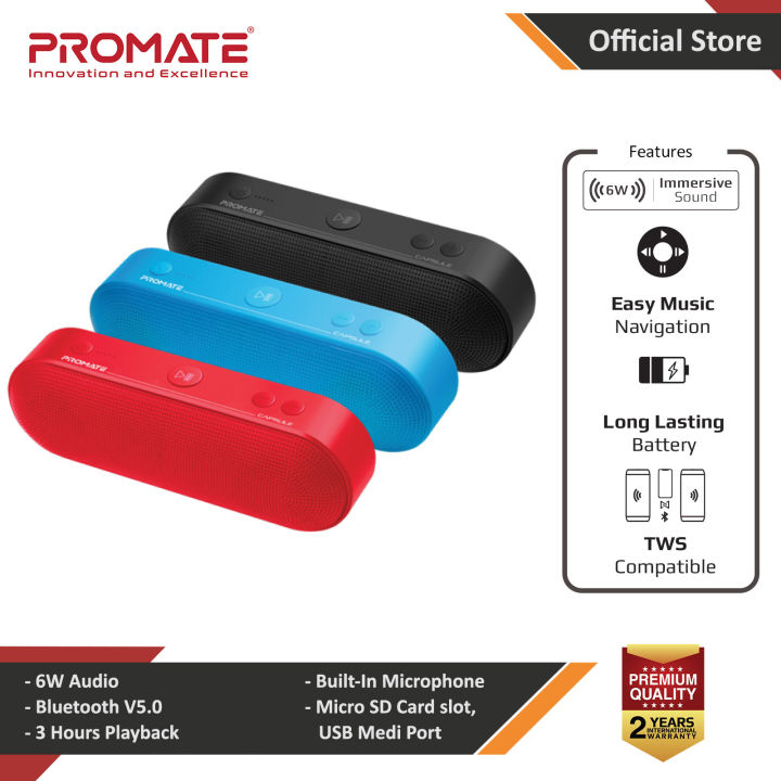 Promate Capsule Wireless Bluetooth Speaker Dynamic 6W Stereo Sound ...
