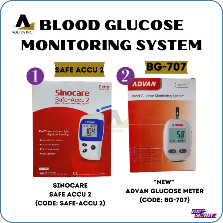 BLOOD GLUCOSE MONITORING SYTEM GLUCOMETER Complete Set ADVAN BG707 and ...