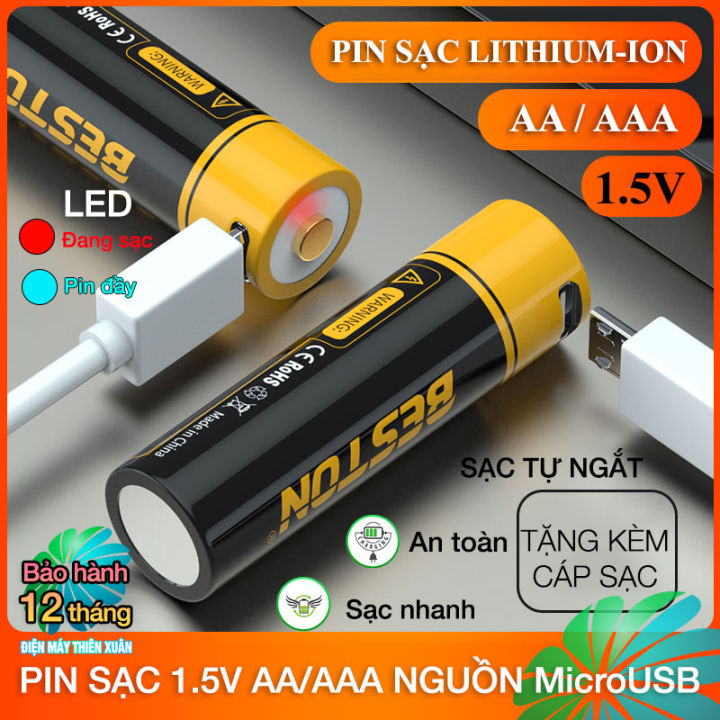 Pin sạc AA AAA 1.5V Beston Lithium-ion (Vỉ 02 Pin) USB dung lượng lớn ...