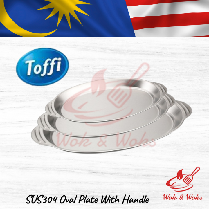 Toffi Brand Stainless Steel SUS304 Oval Plate With Handle / Pinggan ...