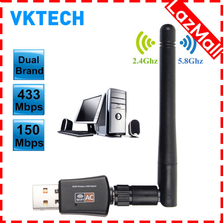 [Vktech] 600Mbps Dual Band 5GHz Wireless Lan USB PC WiFi Adapter w ...